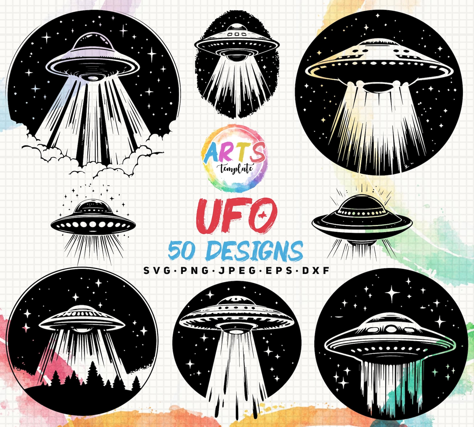 Ufo Bundle Svg Png Jpeg Eps Dxf Bundle Silhouette Clipart Cricut Vector Commercial Use Custom ...