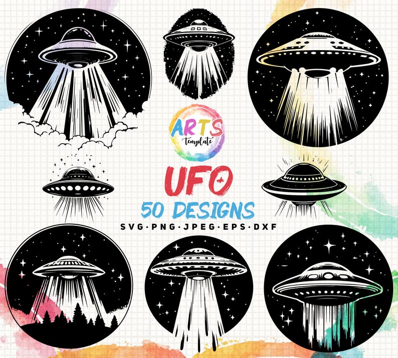 Ufo Bundle Svg Png Jpeg Eps Dxf Bundle Silhouette Clipart Cricut Vector ...