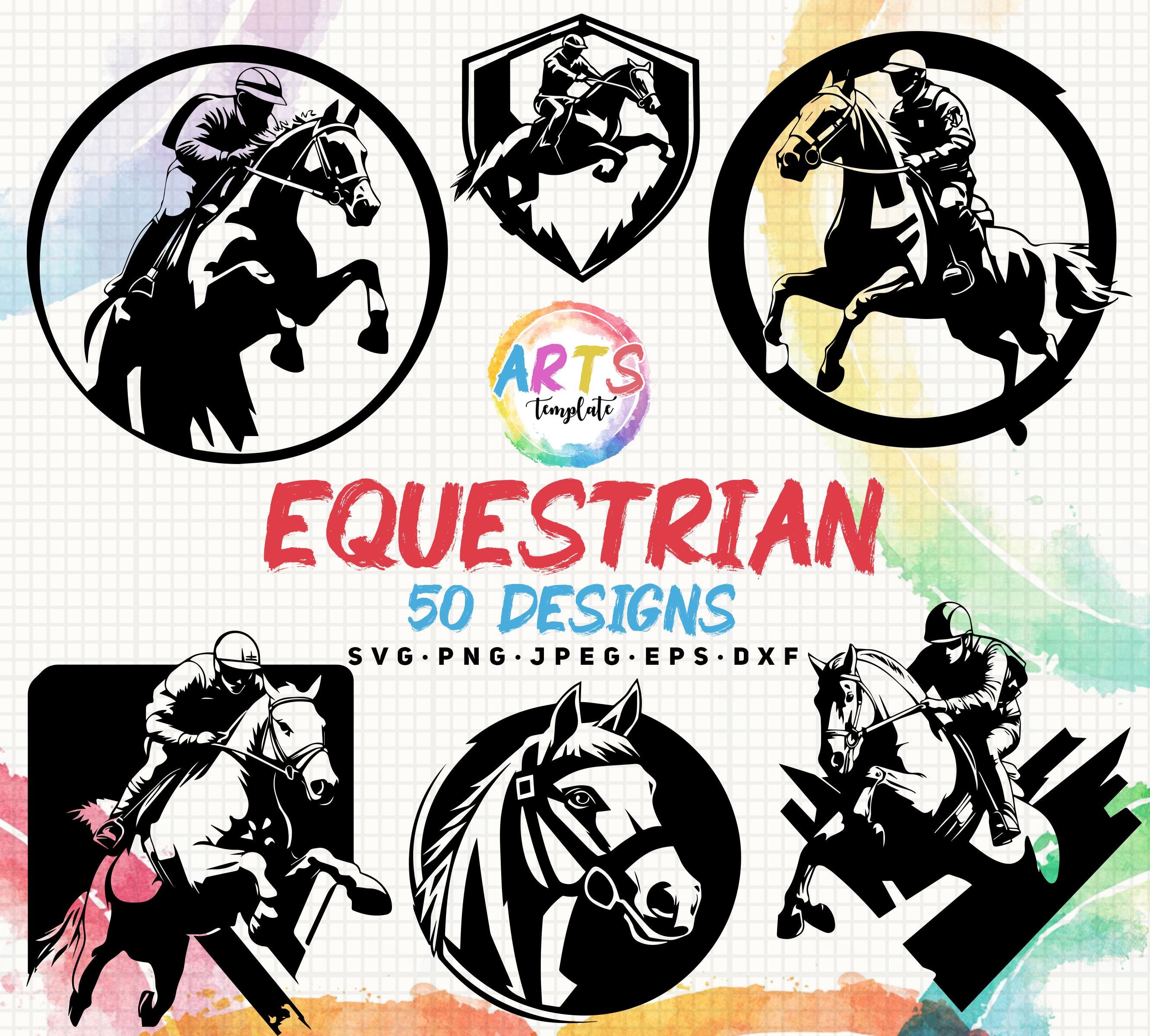 Equestrian Bundle Art Template Svg Png Jpeg Eps Dxf Bundle Silhouette ...