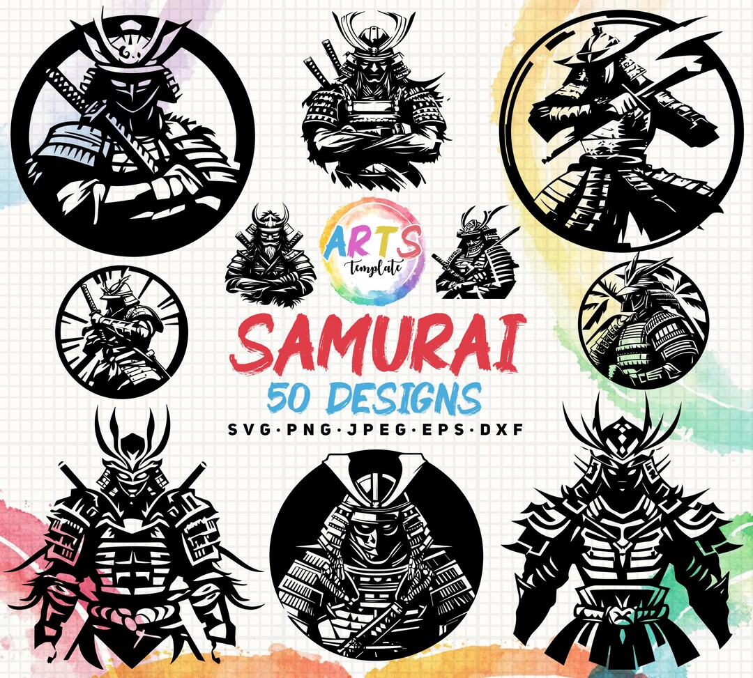Samurai Bundle Svg Png Jpeg Eps Dxf Bundle Silhouette Clipart Cricut ...
