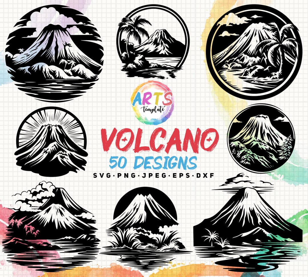 Volcano Bundle Svg Png Jpeg Eps Dxf Bundle Silhouette Clipart Cricut ...