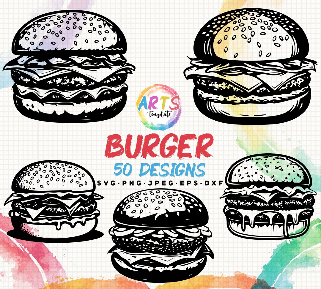 Burger Bundle Svg Png Jpeg Eps Dxf Bundle Silhouette Clipart Cricut ...