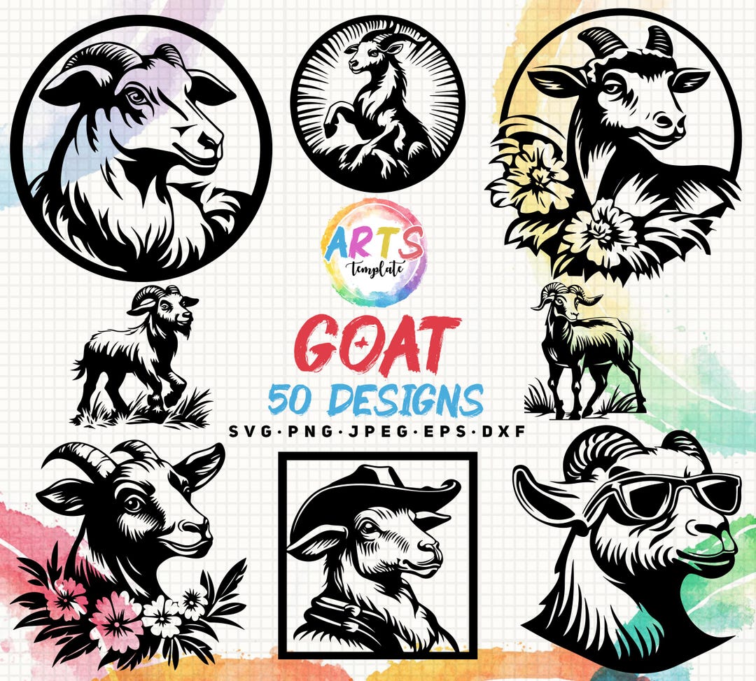 Goat Bundle Svg Png Jpeg Eps Dxf Bundle Silhouette Clipart Cricut ...