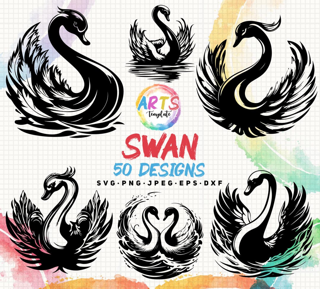 Swan Bundle Svg Png Jpeg Eps Dxf Bundle Silhouette Clipart Cricut Vector Commercial Use Custom ...