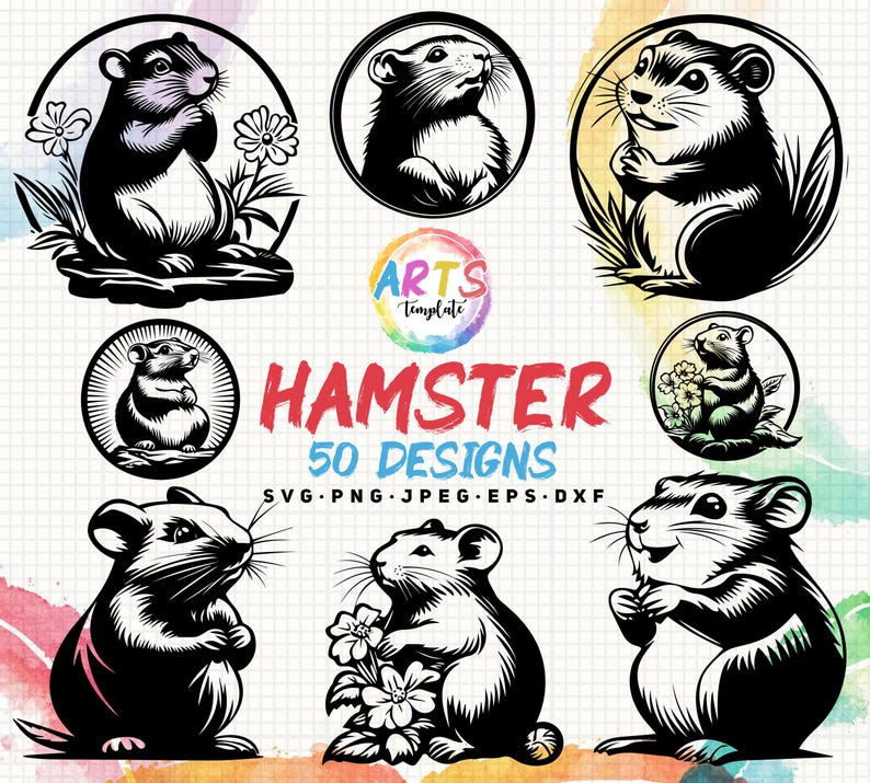 Hamster Bundle Svg Png Jpeg Eps Dxf Bundle Silhouette Clipart Cricut ...