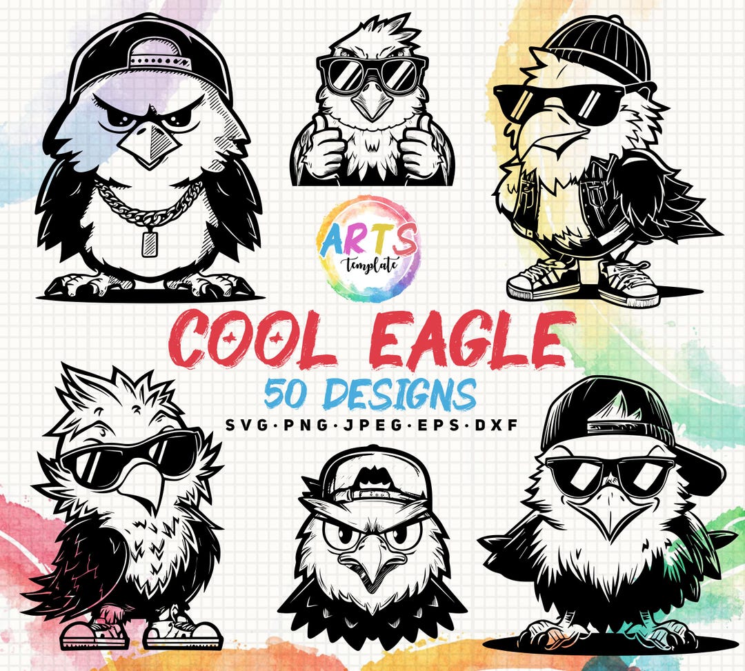 Cool Eagle Art Template Svg Png Jpg Dxf Bundle Silhouette Clipart ...