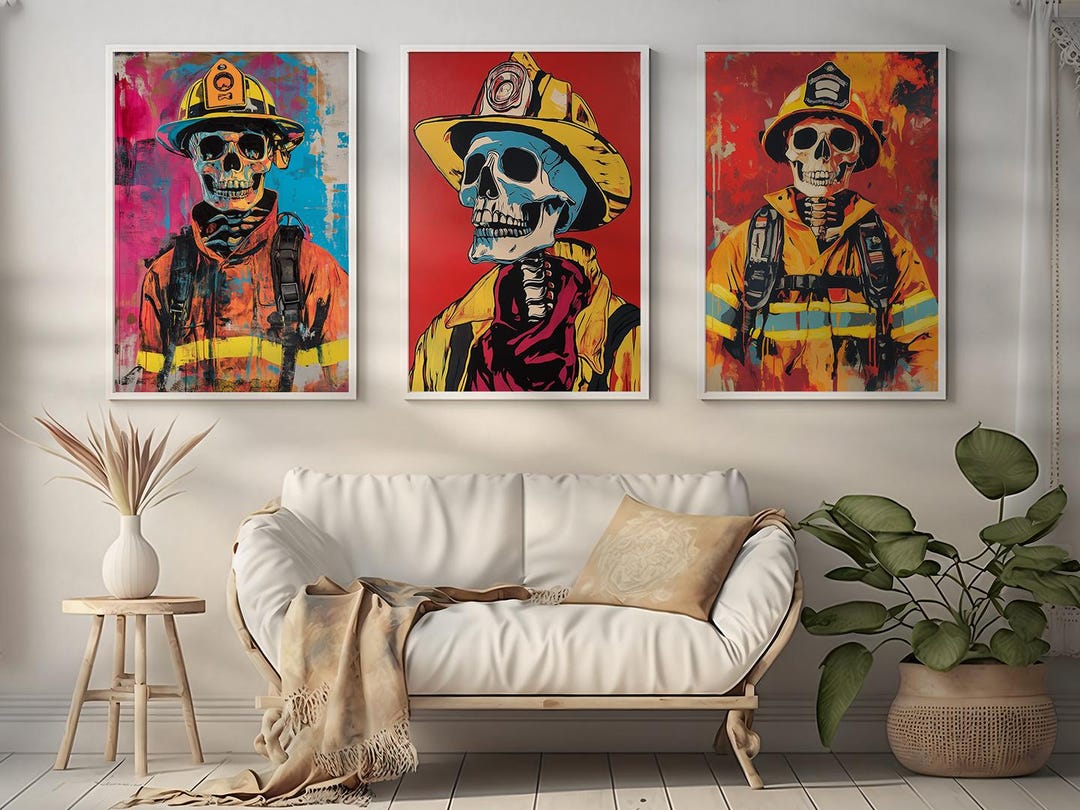 Firefighter Pop Art Wall Art Set of 3 Printable Instant Download Home ...