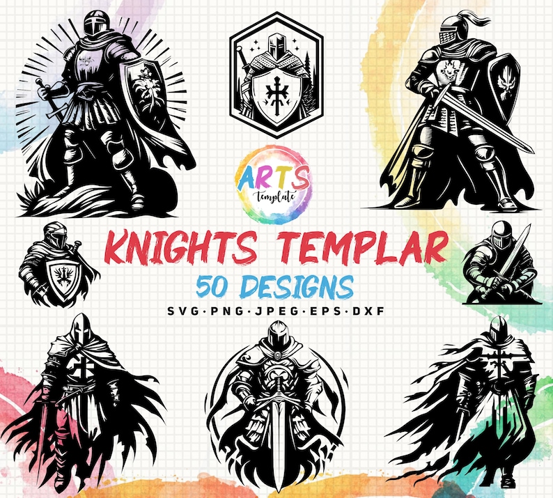 Knights Templar Clipart Bundle, Medieval Warrior Designs (svg, Png, Jpg ...