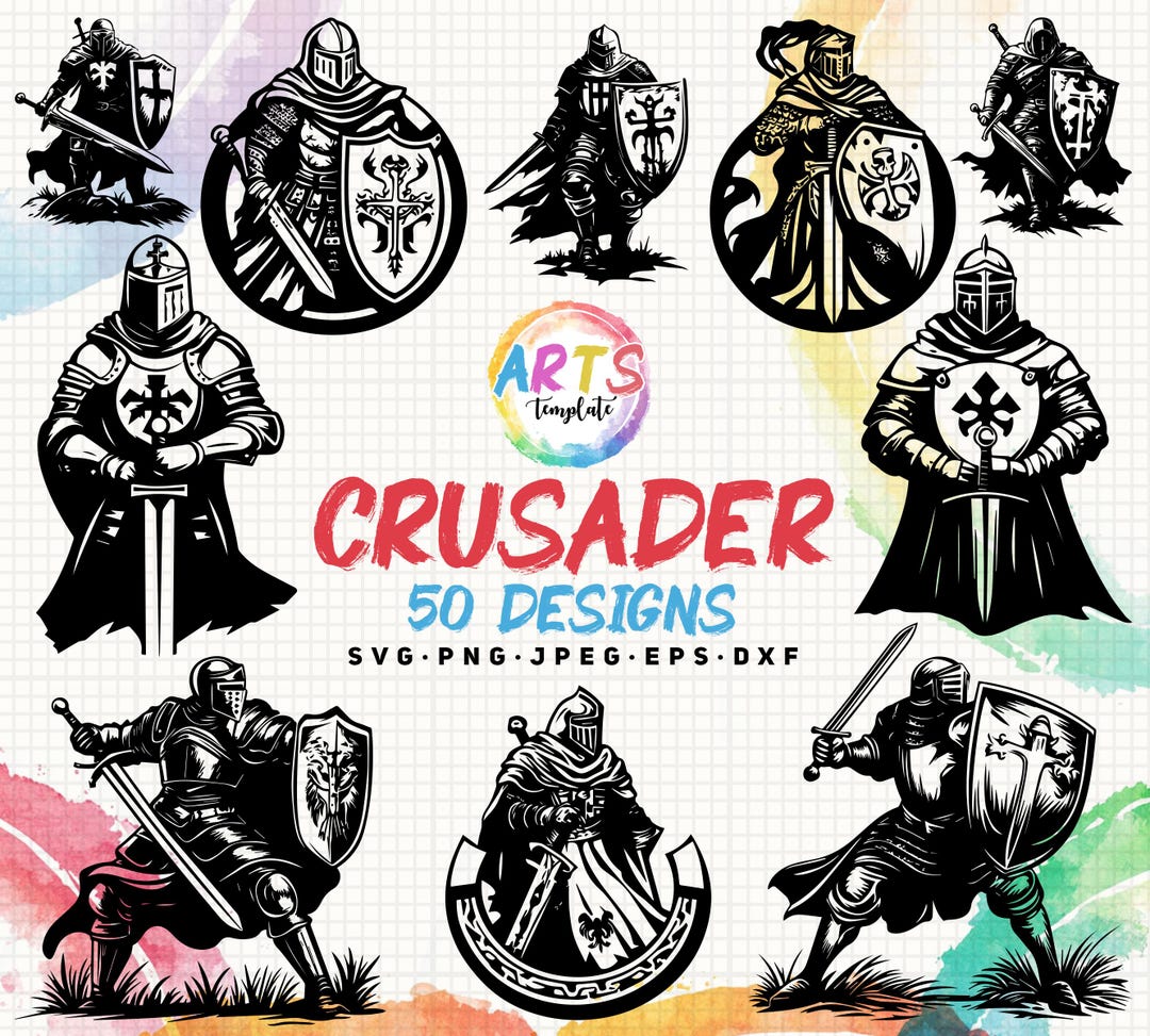 Crusader Bundle Svg Png Jpeg Eps Dxf Bundle Silhouette Clipart Cricut ...