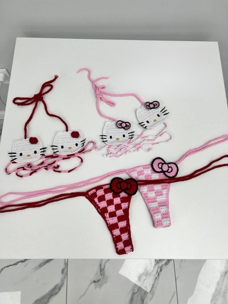 Hello Kitty Two Piece Crochet Bikini - Etsy