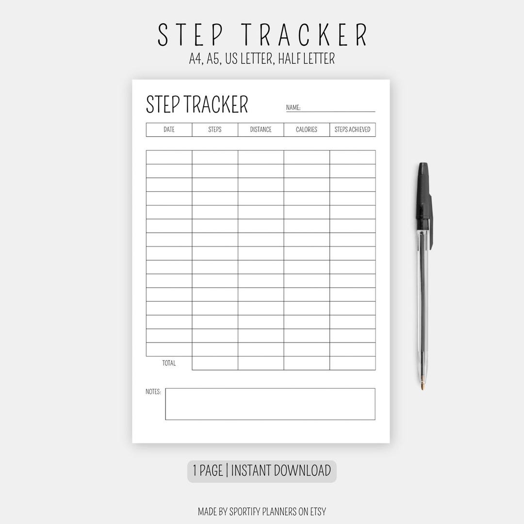 Step Tracker Printable PDF | Fitness & Walking Sports Tracker | Daily ...