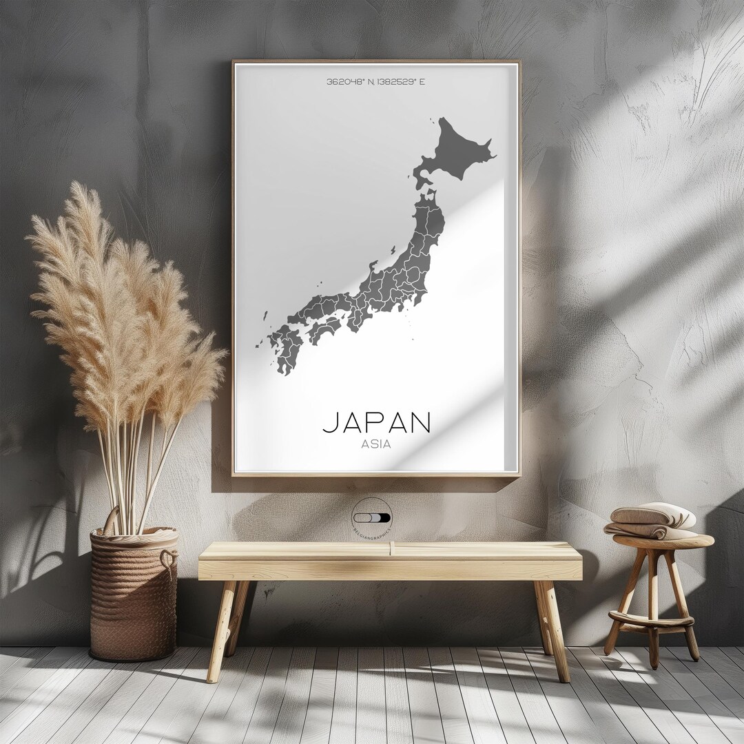 Japan Map Wall Art – Printable Japanese Country Map, Minimalist Travel ...