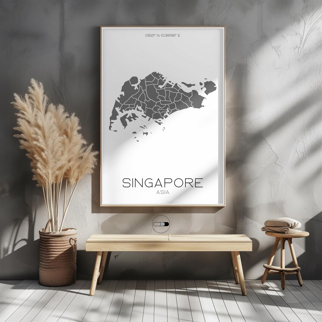 Singapore Map Wall Art – Modern City Map Print, Digital Download ...