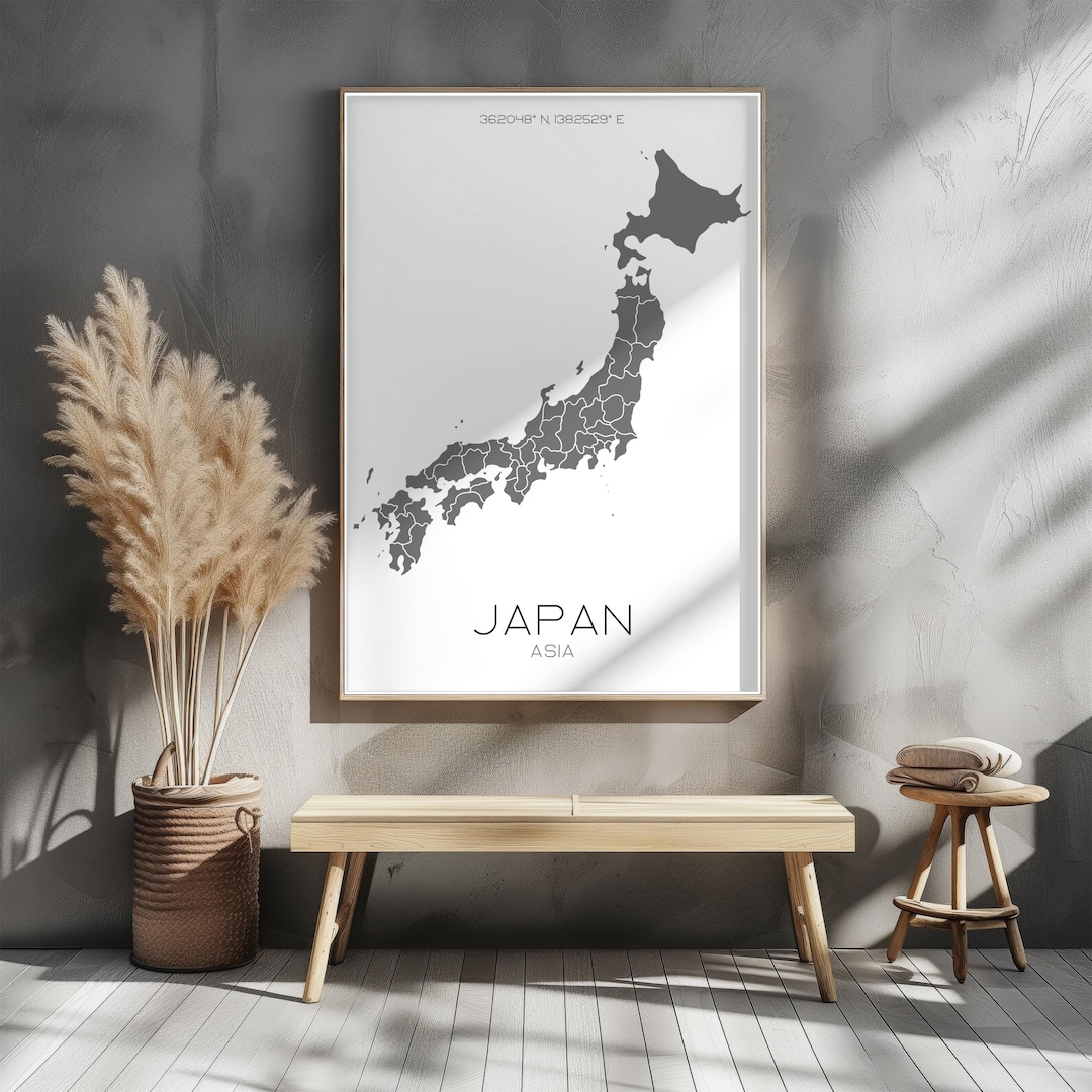 Japan Map Wall Art Print – Vintage Japan Poster, Japanese Travel Map ...