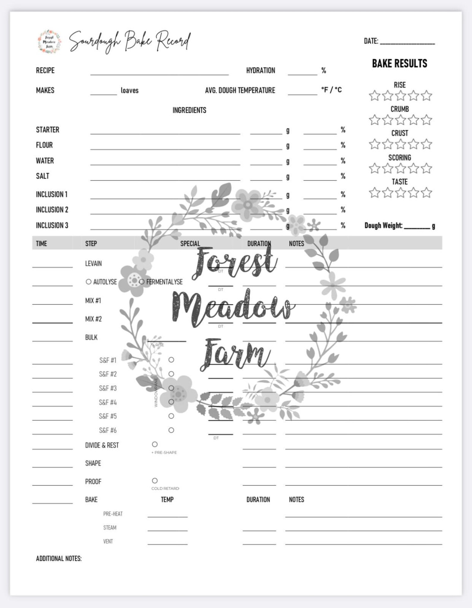 BUNDLE!! Printable Sourdough Binder Organizer - Cover Page & Sections ...