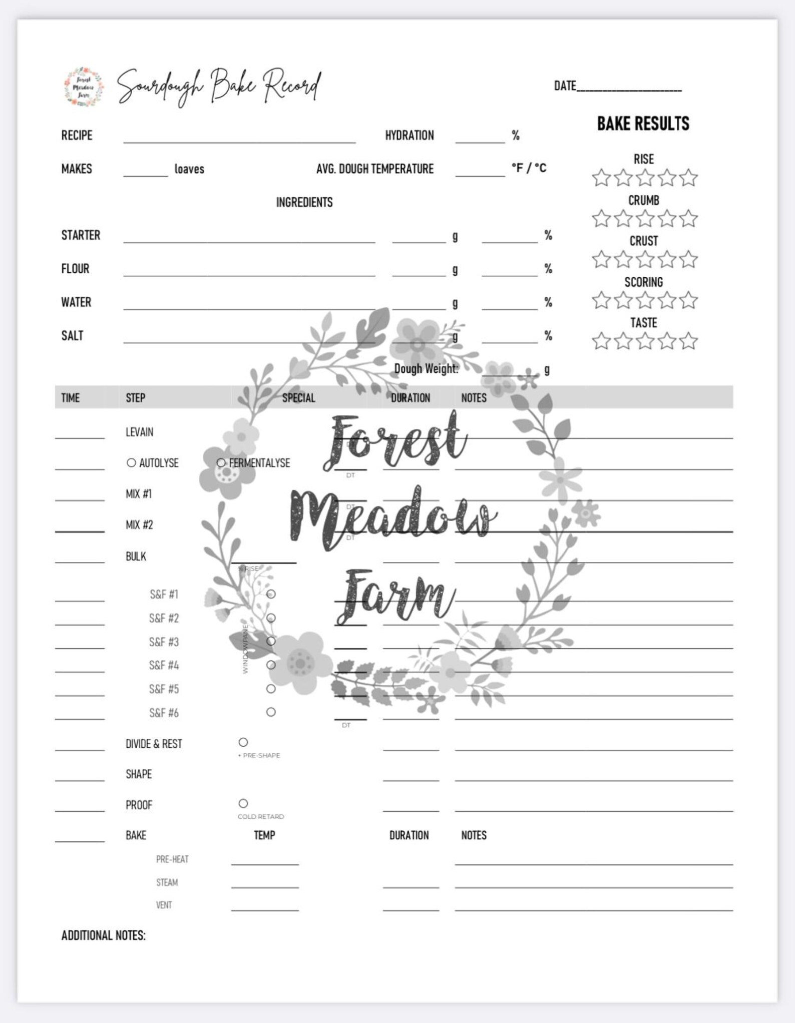 BUNDLE!! Printable Sourdough Binder Organizer - Cover Page & Sections ...