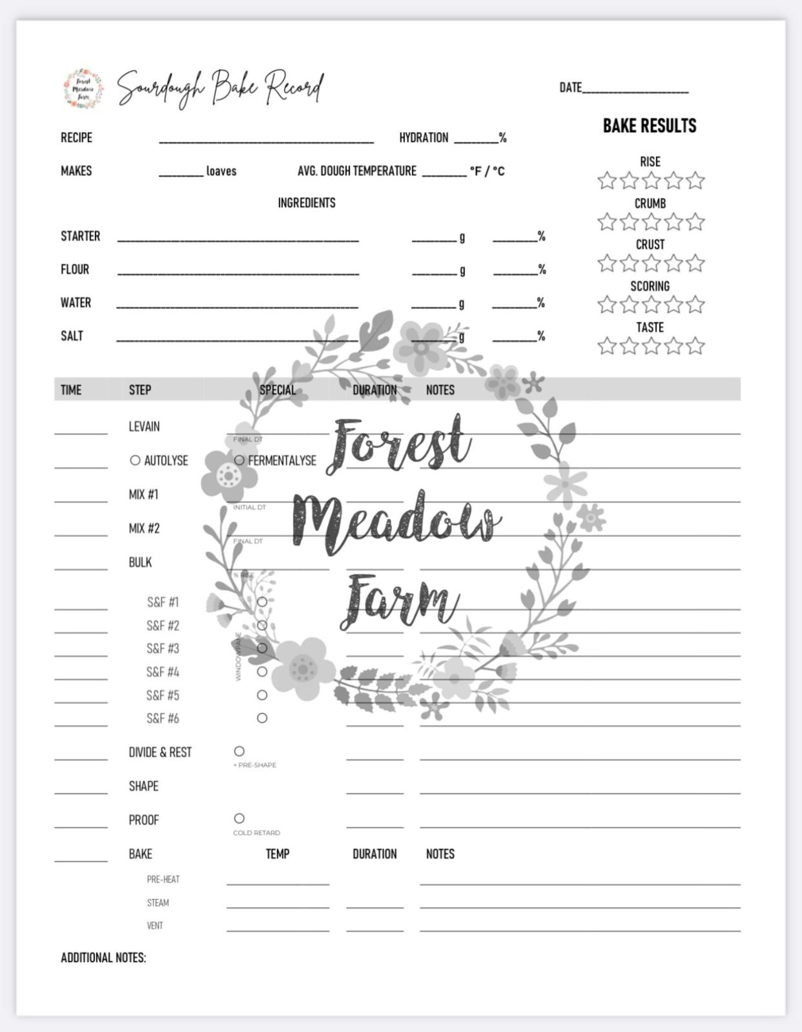 BUNDLE!! Printable Sourdough Binder Organizer - Cover Page & Sections ...