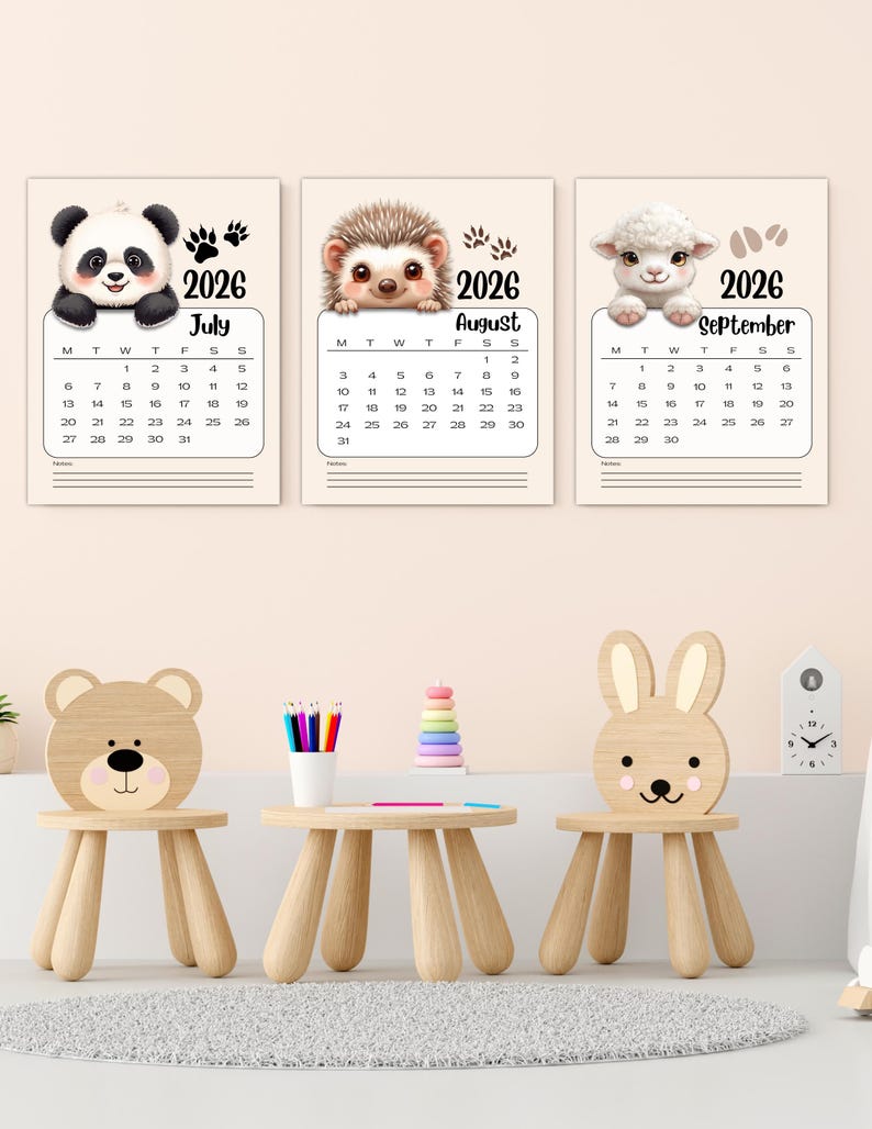 2026 Animal Calendar Printable, Instant Download PDF & PNG - Etsy