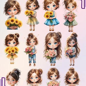 Cute Girls Clipart Bundle | 300 PNG Files | Commercial Use | Kids ...