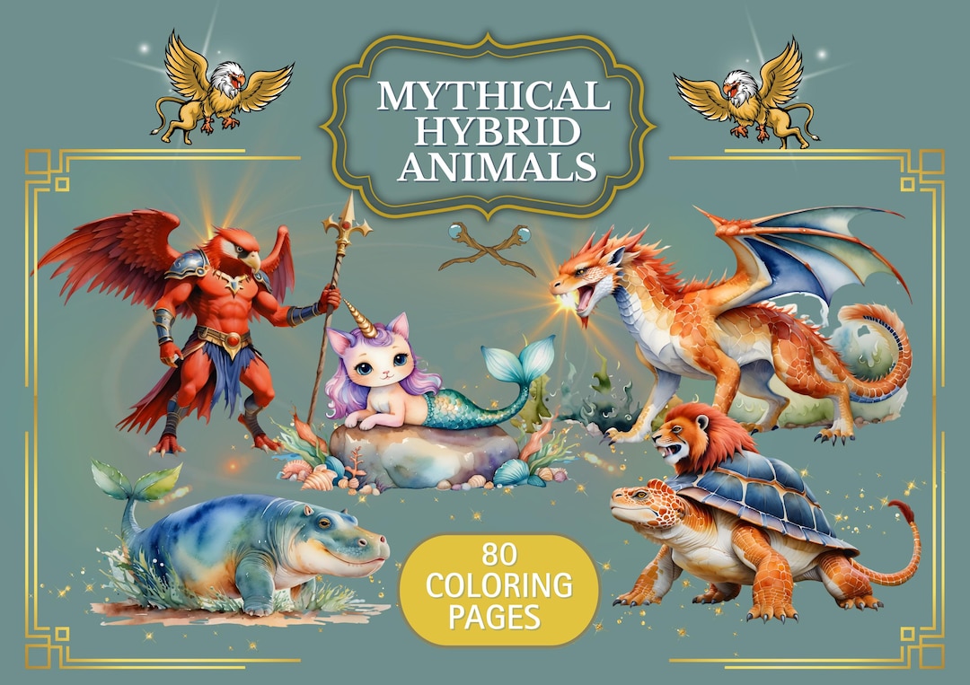 Mythical Hybrid Animals Coloring Book: Fantasy Creatures (printable PDF ...