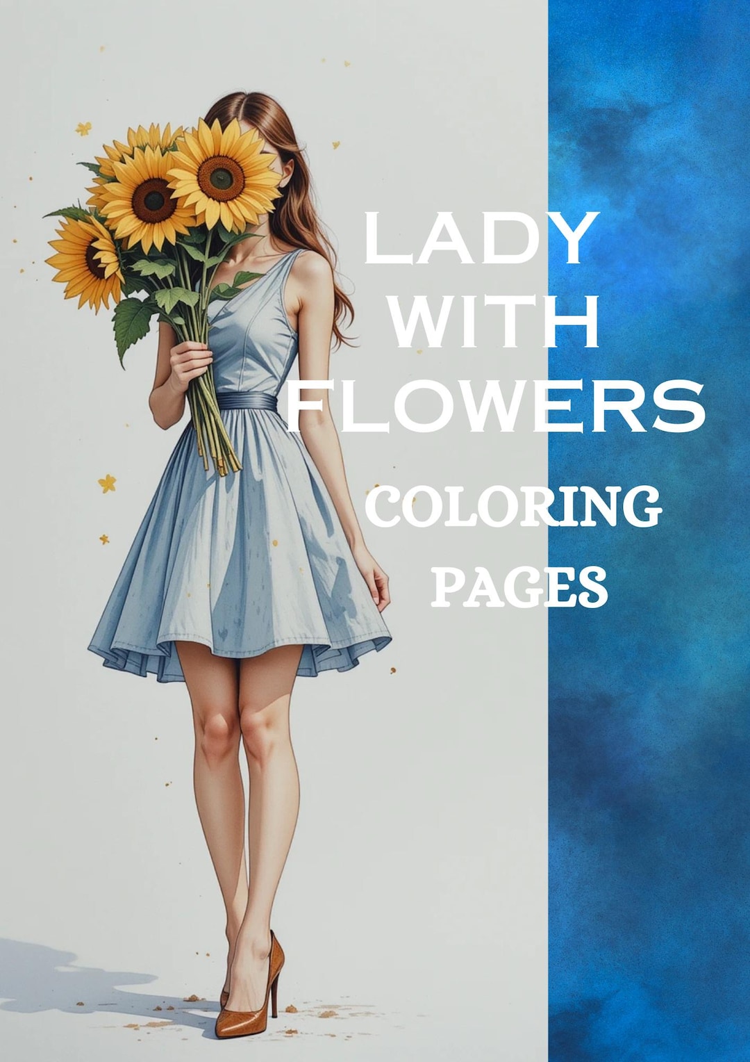 Lady With Flowers Coloring Pages Instant Digital Download - Etsy