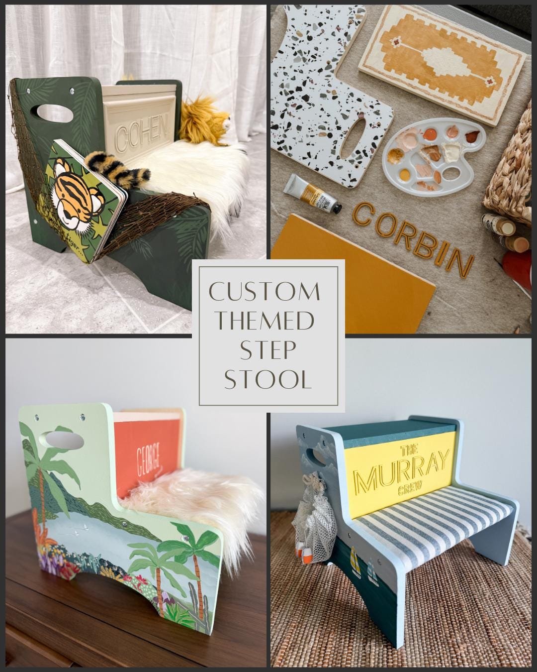 Custom Theme Hand Painted Step Stool - Etsy