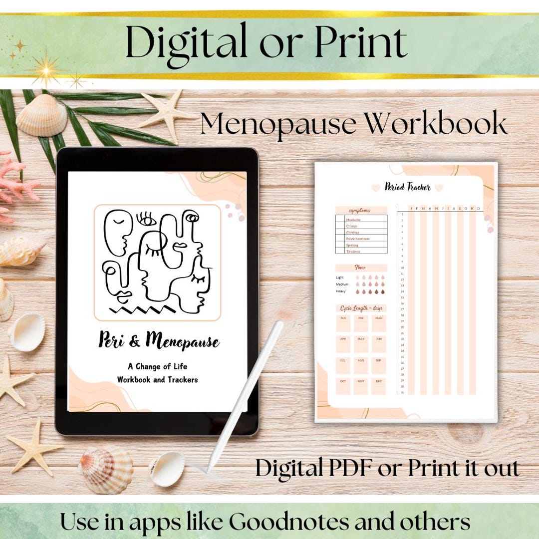 Menopause and Peri Menopause Workbook and Trackers, A4 A5 and US Letter ...