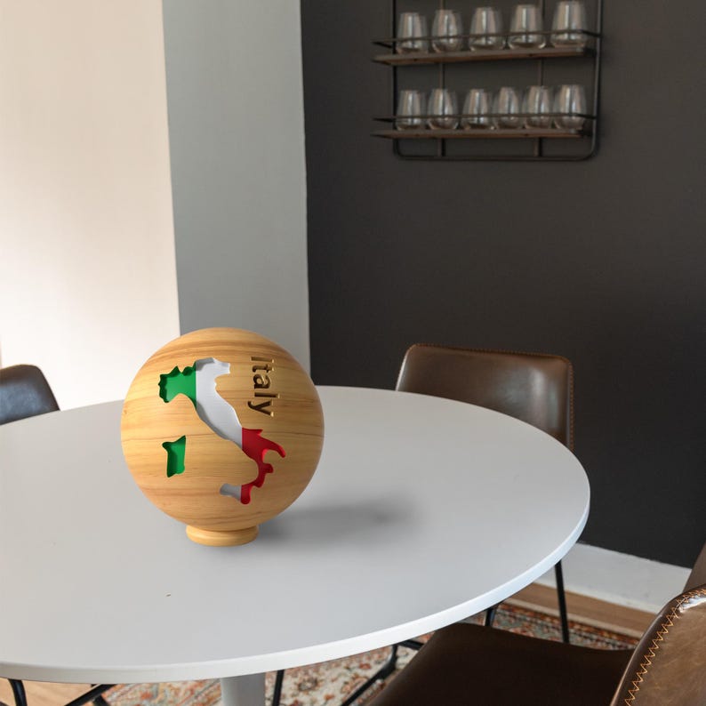Wooden Globe With 3D Italy Map. Coffee Table Decor for Living Room ...
