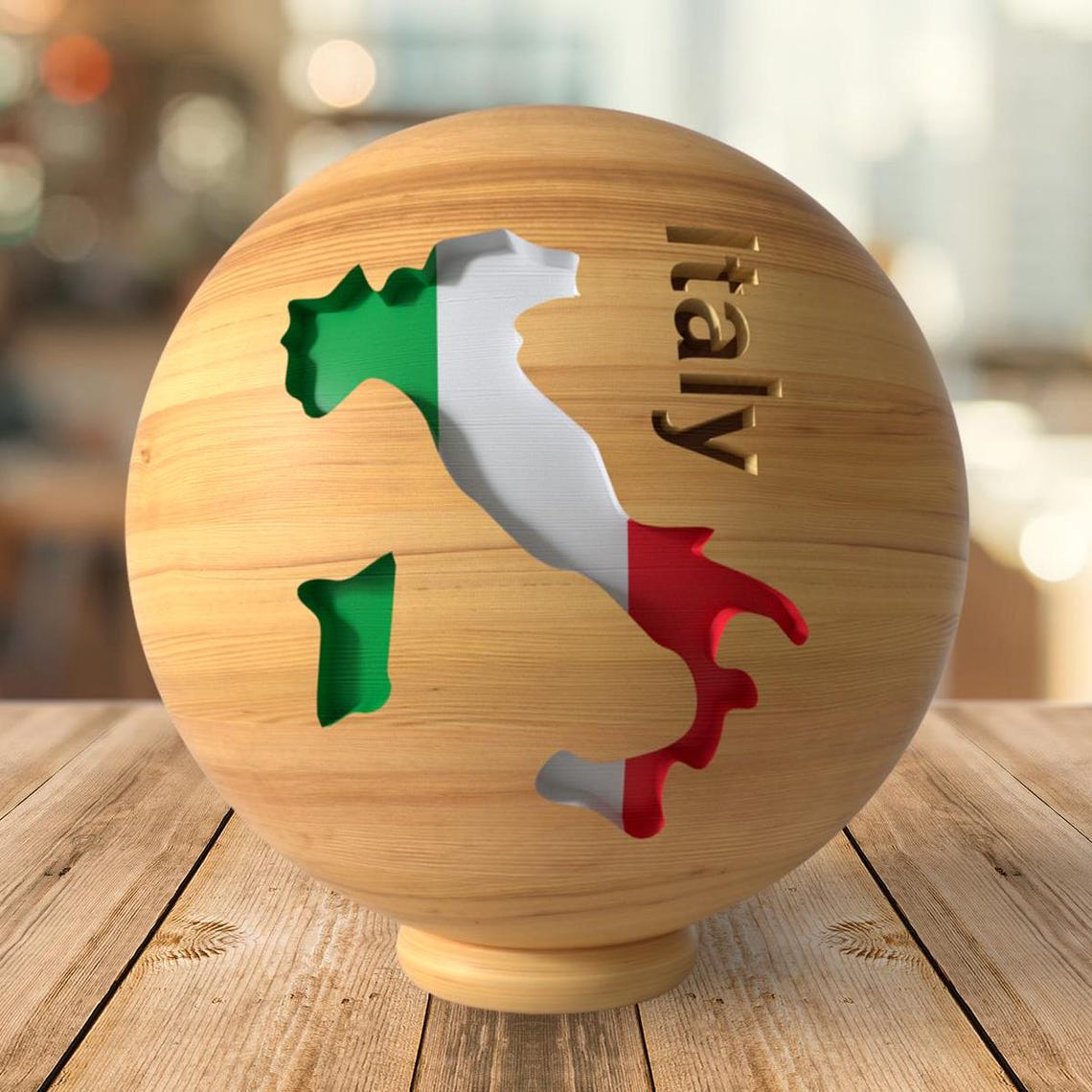 Wooden Globe With 3D Italy Map. Coffee Table Decor for Living Room ...