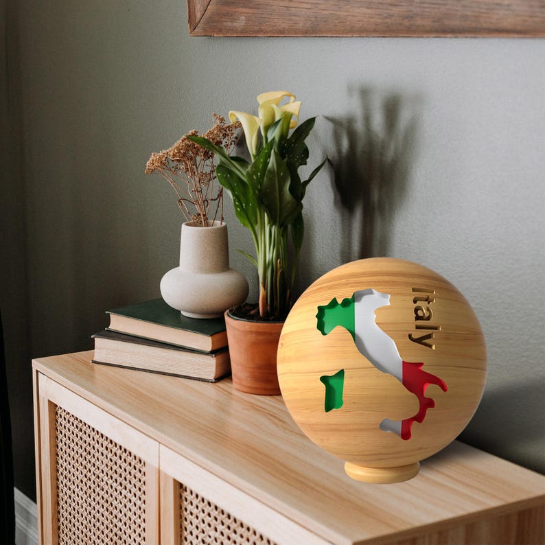 Wooden Globe With 3D Italy Map. Coffee Table Decor for Living Room ...