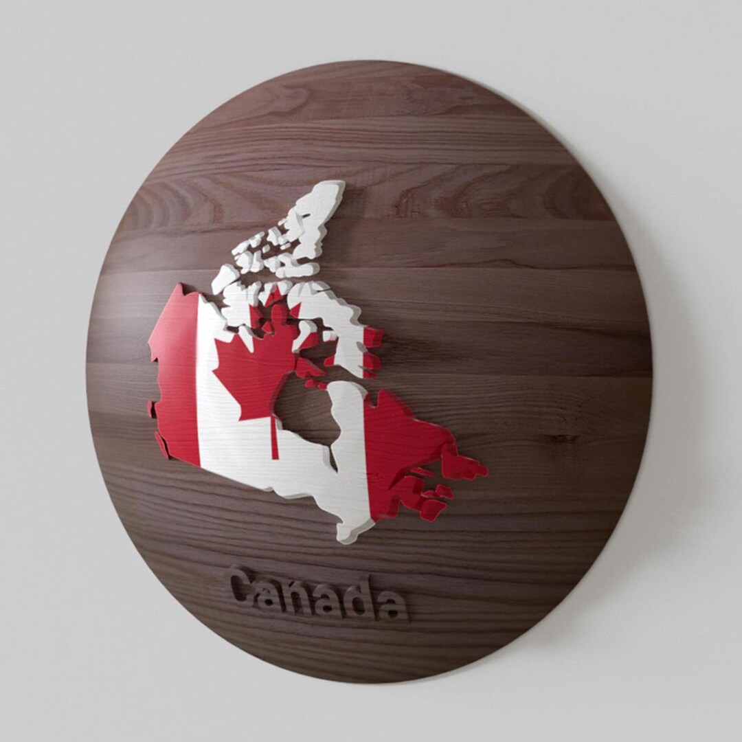 Canada Map on Wooden Hemisphere Custom Wood Map, Wood Wall Decor for ...