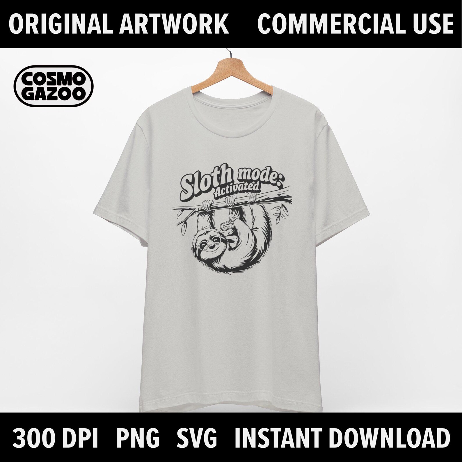 Sloth Mode Activated T-shirt Design – Funny Retro Sloth Graphic for ...