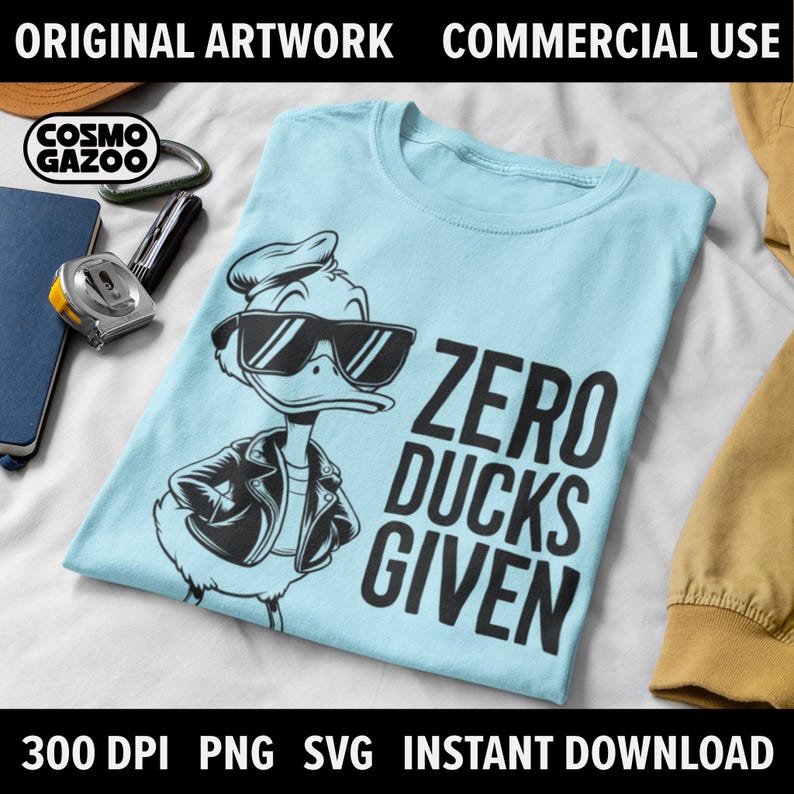 Zero Ducks Given T-shirt Design – Funny Retro Duck Graphic for Instant ...