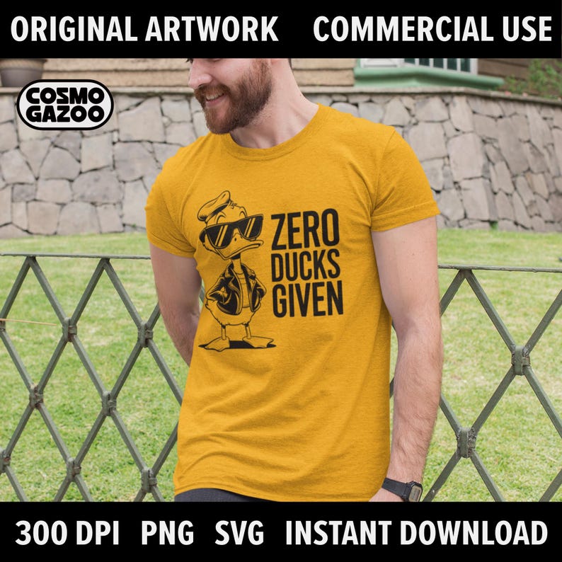 Zero Ducks Given T-shirt Design – Funny Retro Duck Graphic for Instant ...