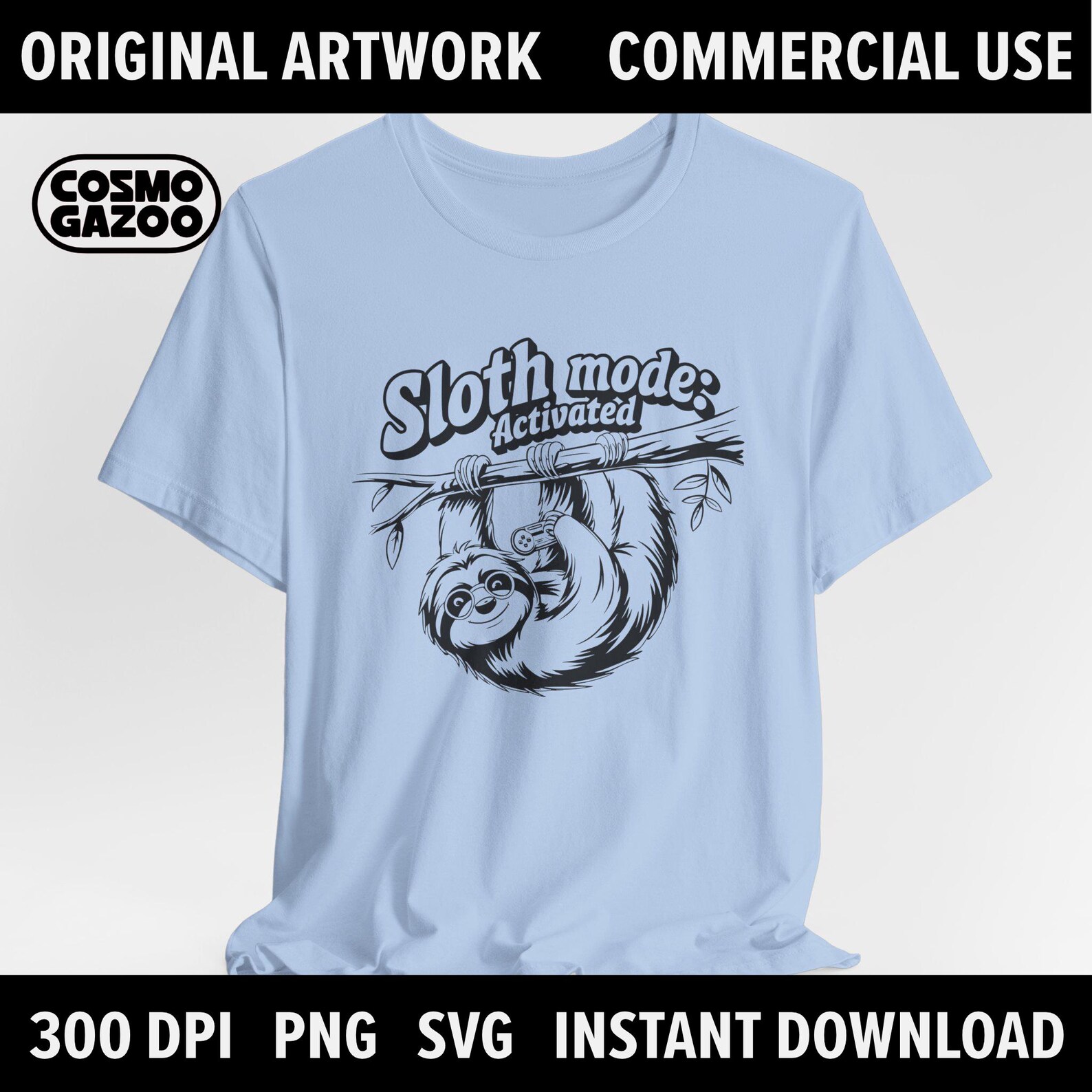 Sloth Mode Activated T-shirt Design – Funny Retro Sloth Graphic for ...