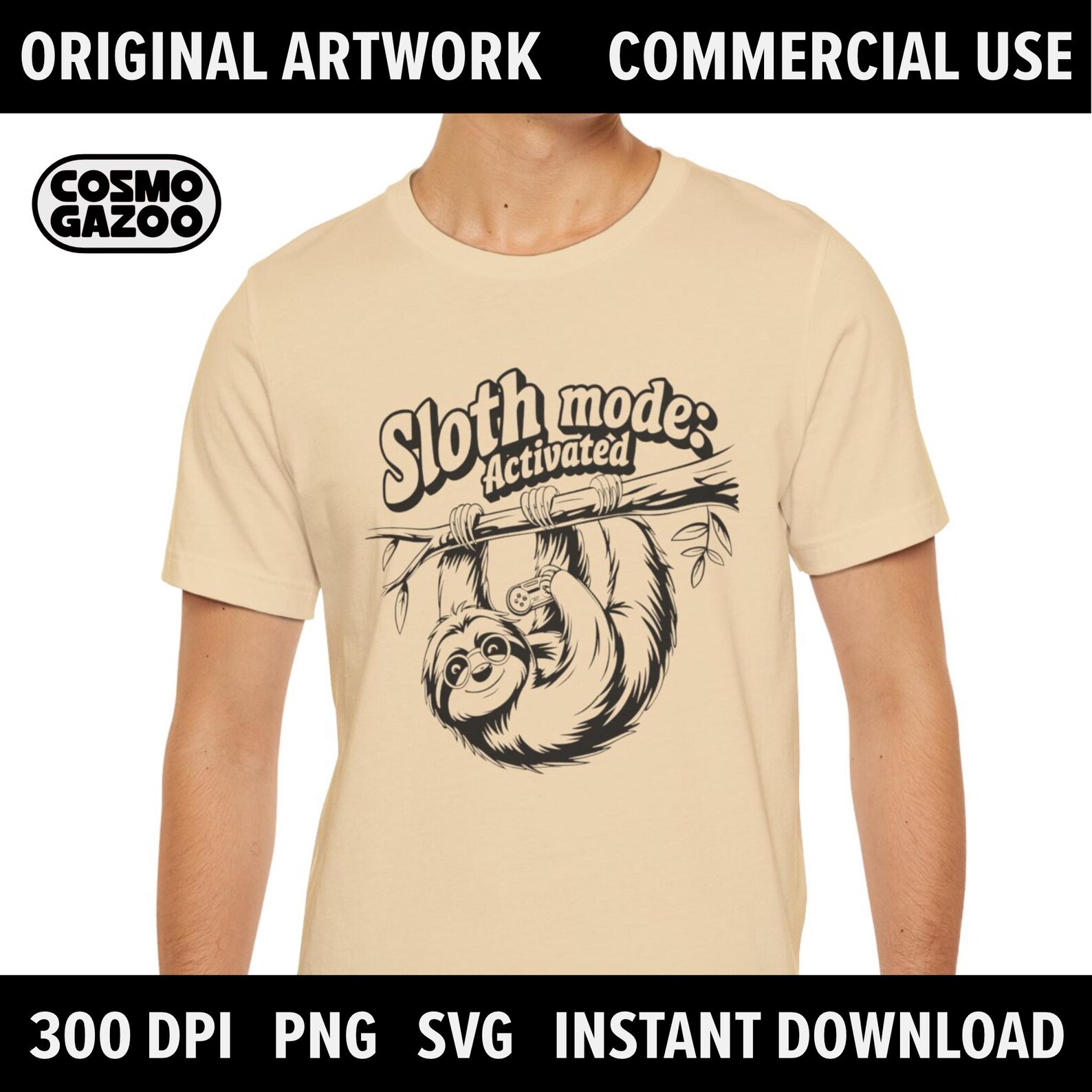 Sloth Mode Activated T-shirt Design – Funny Retro Sloth Graphic for ...