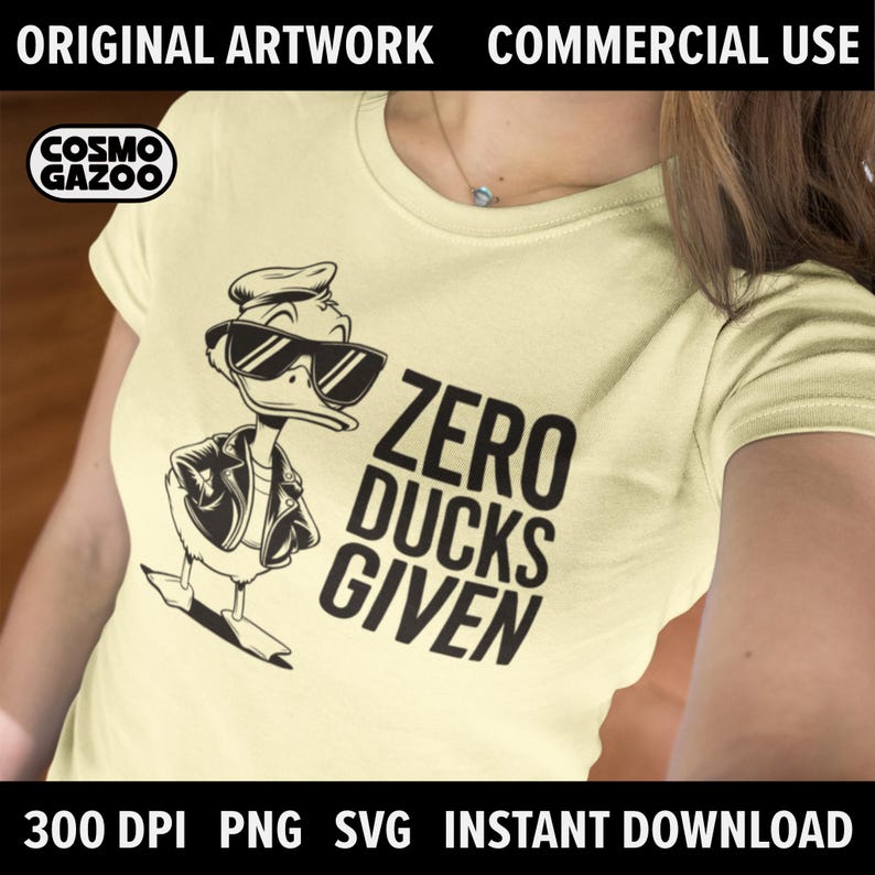 Zero Ducks Given T-shirt Design – Funny Retro Duck Graphic for Instant ...