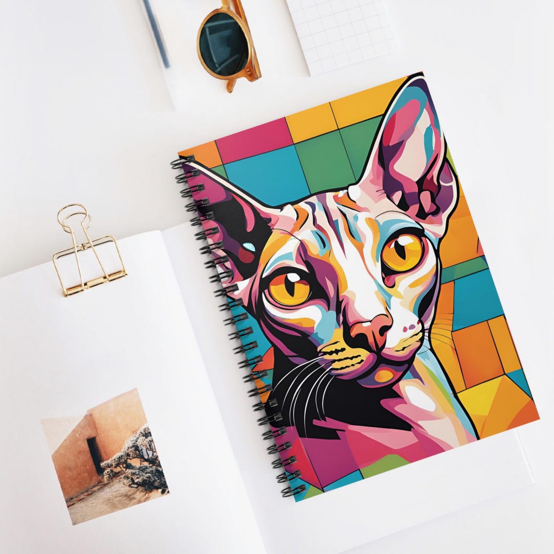 Sphinx Cat Pop Art Spiral Notebook - Ruled Line, Writing Journal ...