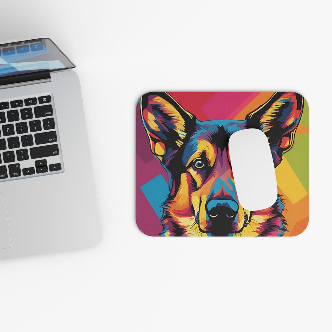 Pop Art German Shepherd Mouse Pad, Bright Colorful Office Decor, Fun ...