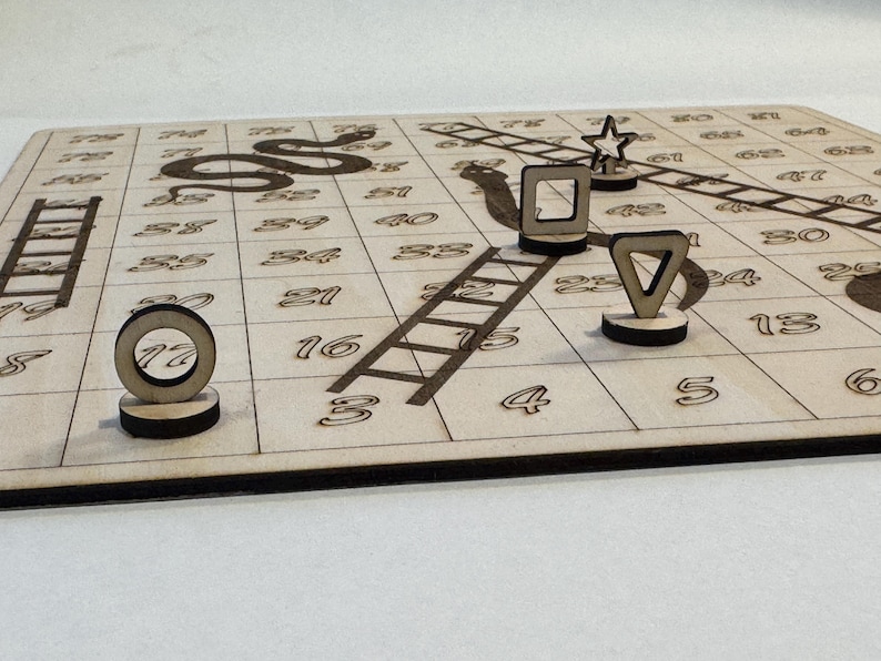 Snakes and Ladders Laser Cut File Board Game With Playing Tokens 3mm ...