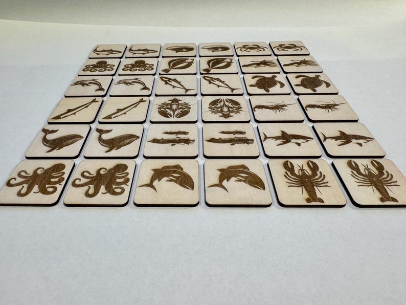 Sea Life Memory Game Laser Cut Files – 36 Piece Puzzle (svg, Ai, Pdf ...