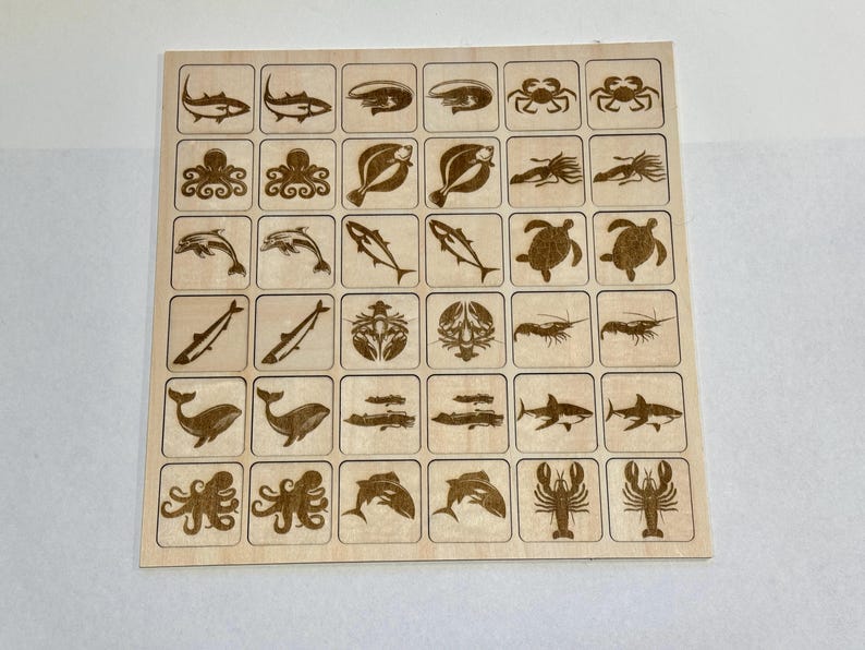 Sea Life Memory Game Laser Cut Files – 36 Piece Puzzle (svg, Ai, Pdf ...