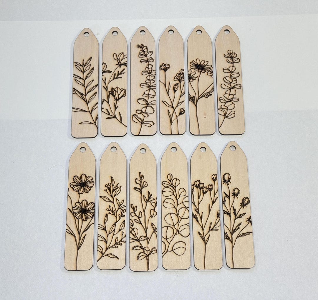 12 X Botanical Bookmarks - Laser Cut Files With Plants Engraved and ...