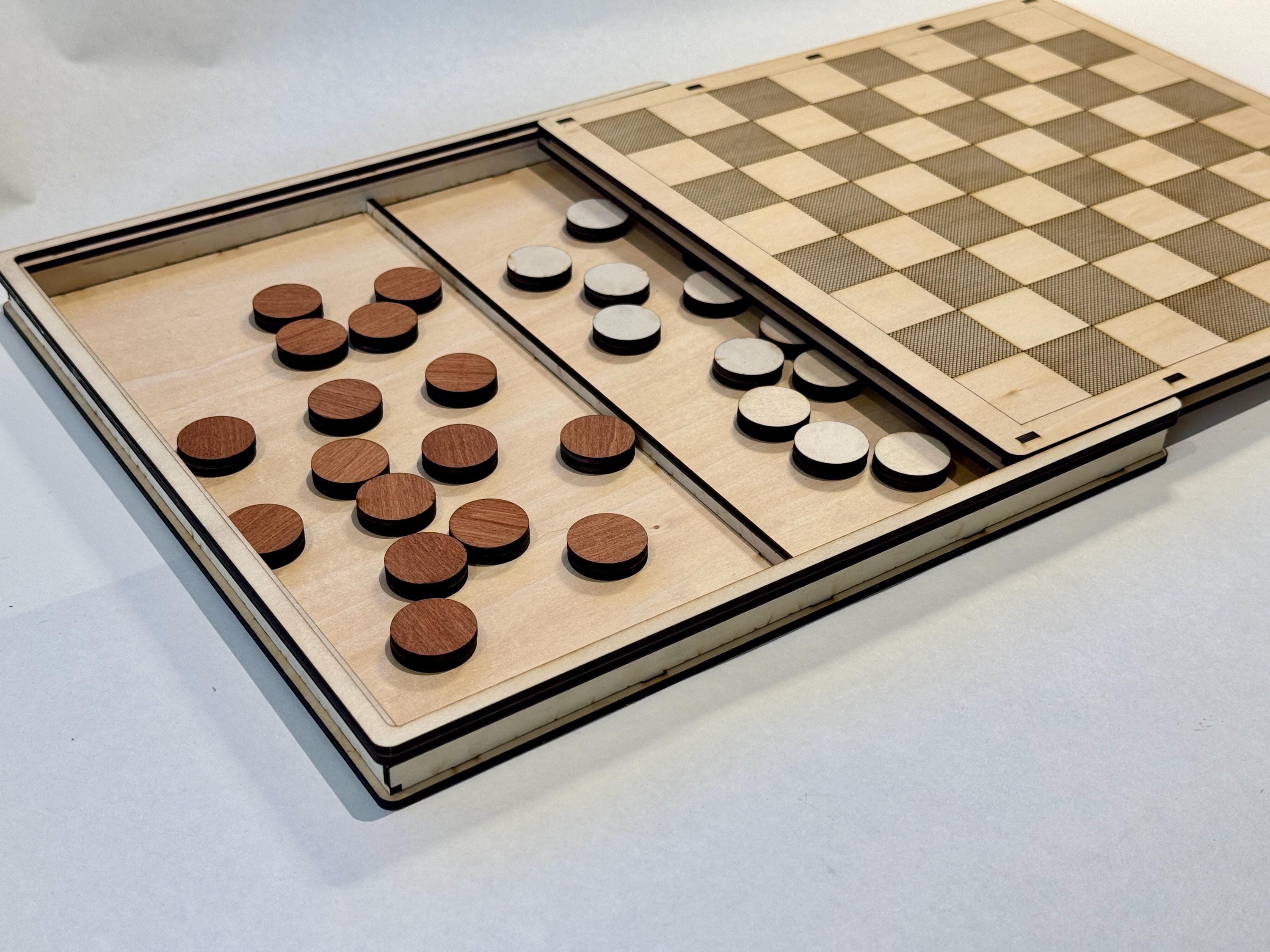 Checkers Board Game Laser Cut Files With Built-in Storage- 3mm Files ...