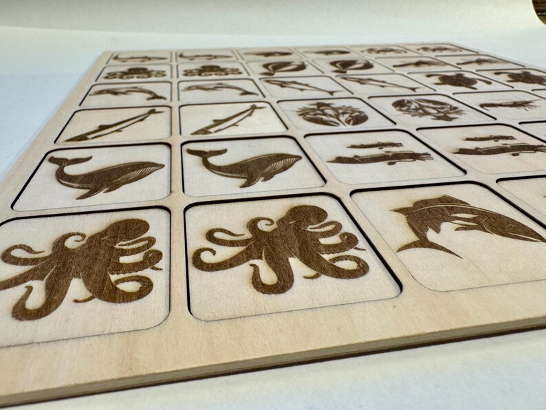 Sea Life Memory Game Laser Cut Files – 36 Piece Puzzle (svg, Ai, Pdf ...