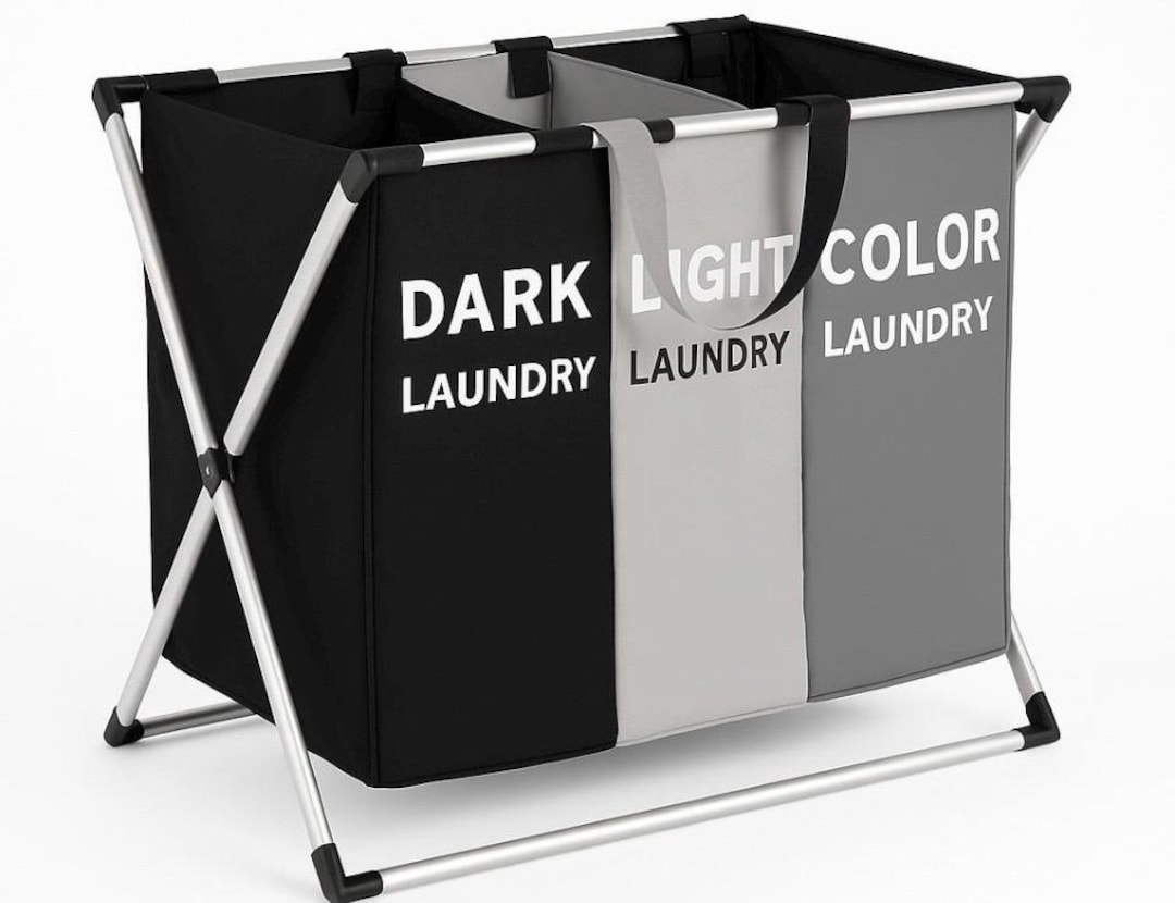 3-compartment Laundry Basket - Divider for Dark, Light and Colored ...
