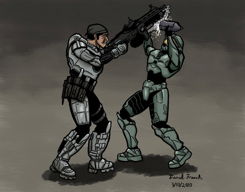Marcus Fenix Vs. Master Chief Art Print - Etsy