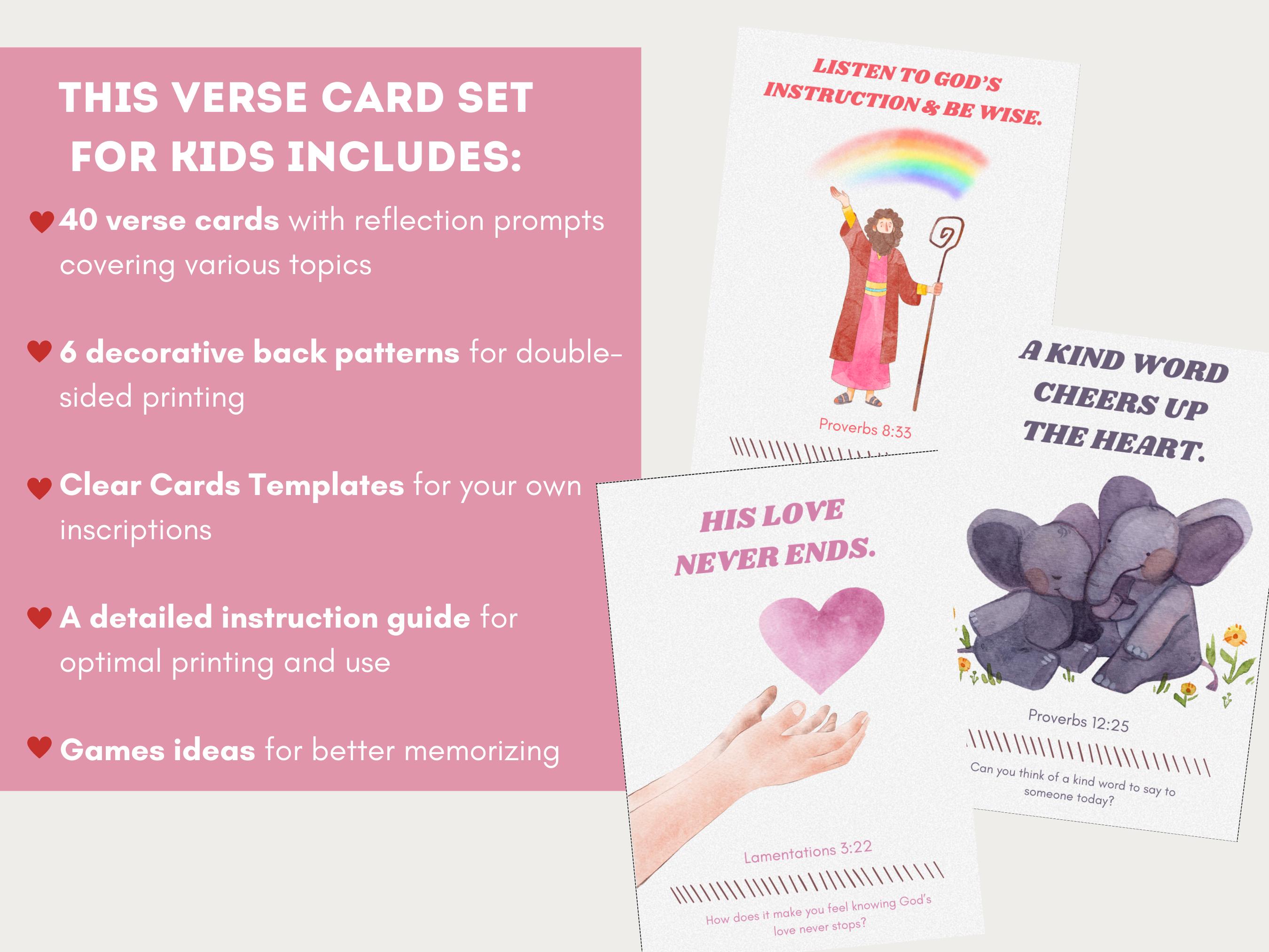 Printable Bible Verse Cards for Children - 40 Boho Bible Quotes for ...