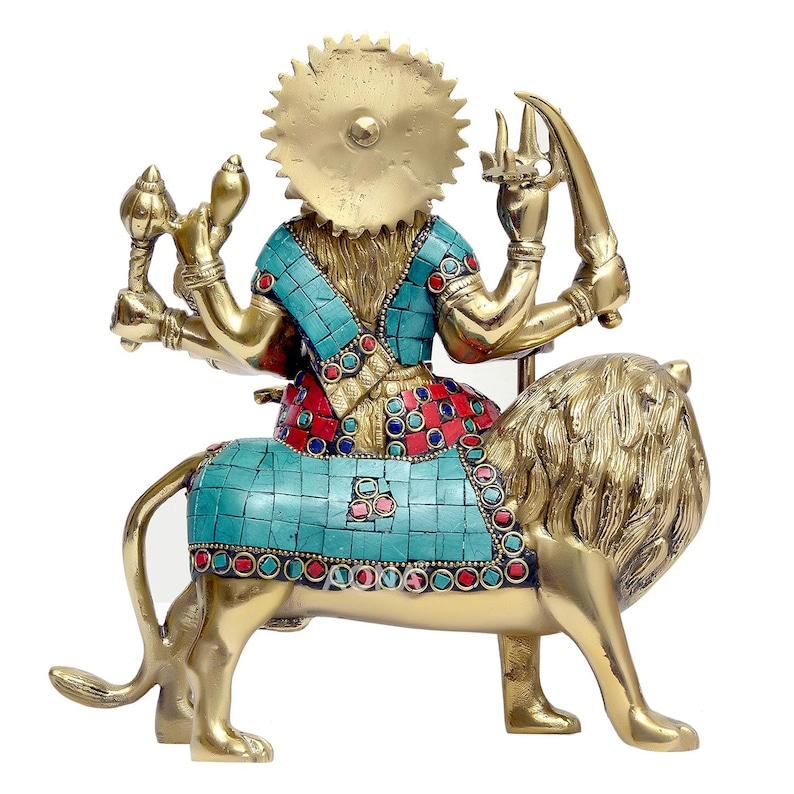 AONA Brass Maa Durga Idol Sitting on Lion Maa Sherwali Murti Devi ...