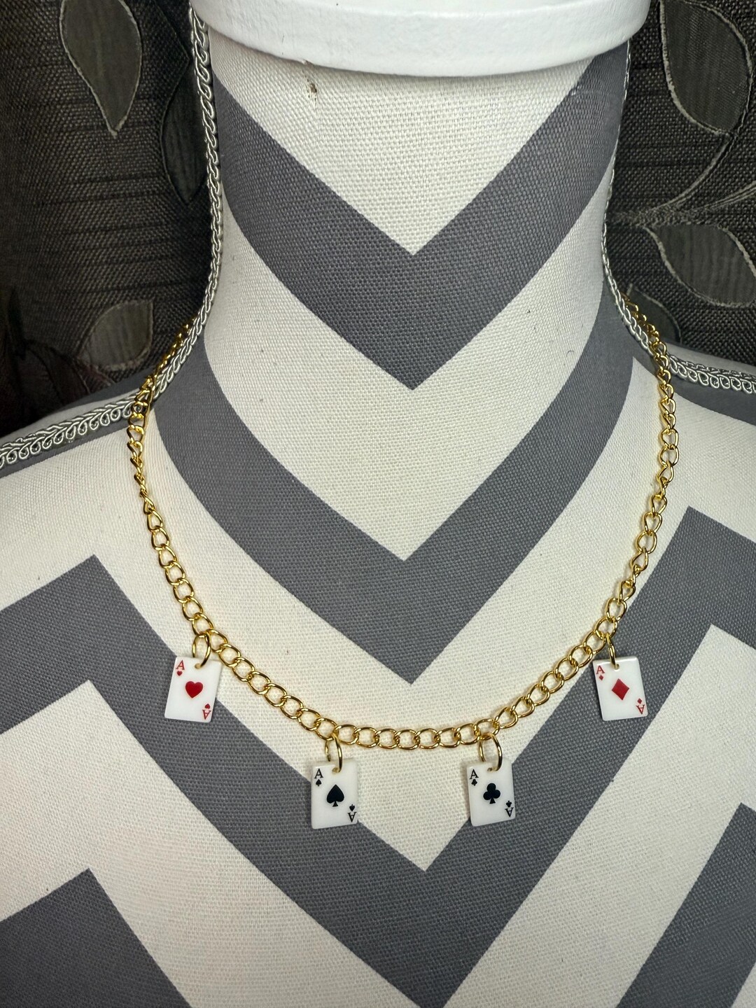 Playing Card Chain Necklace| Ace Playing Card Necklace| Spade Club ...